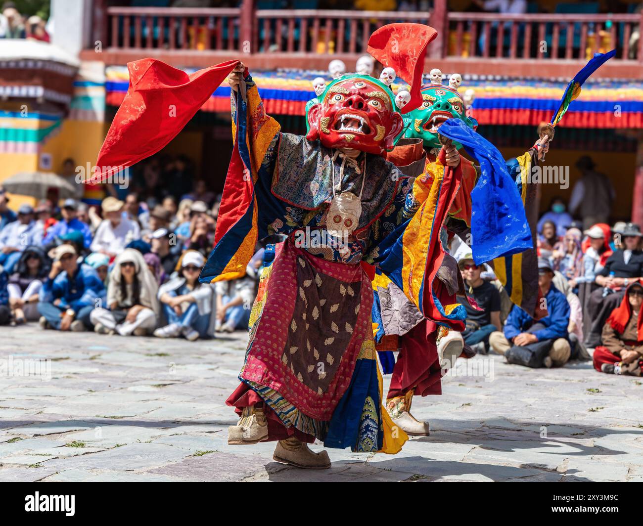 Ladakhi monks wearing traditional costume and performing Cham dance at ...