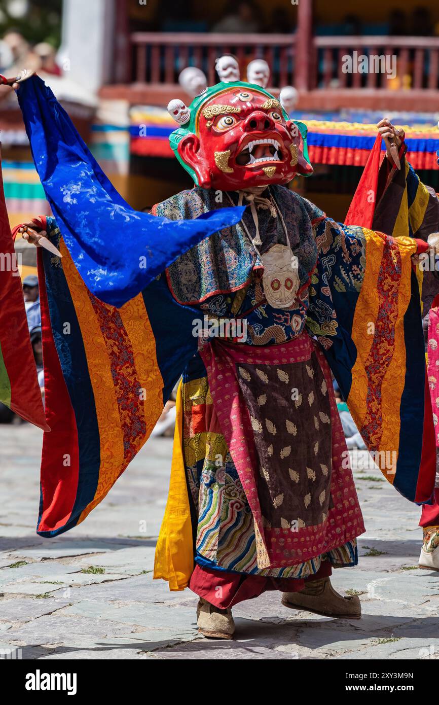 Ladakhi monks wearing traditional costume and performing Cham dance at ...