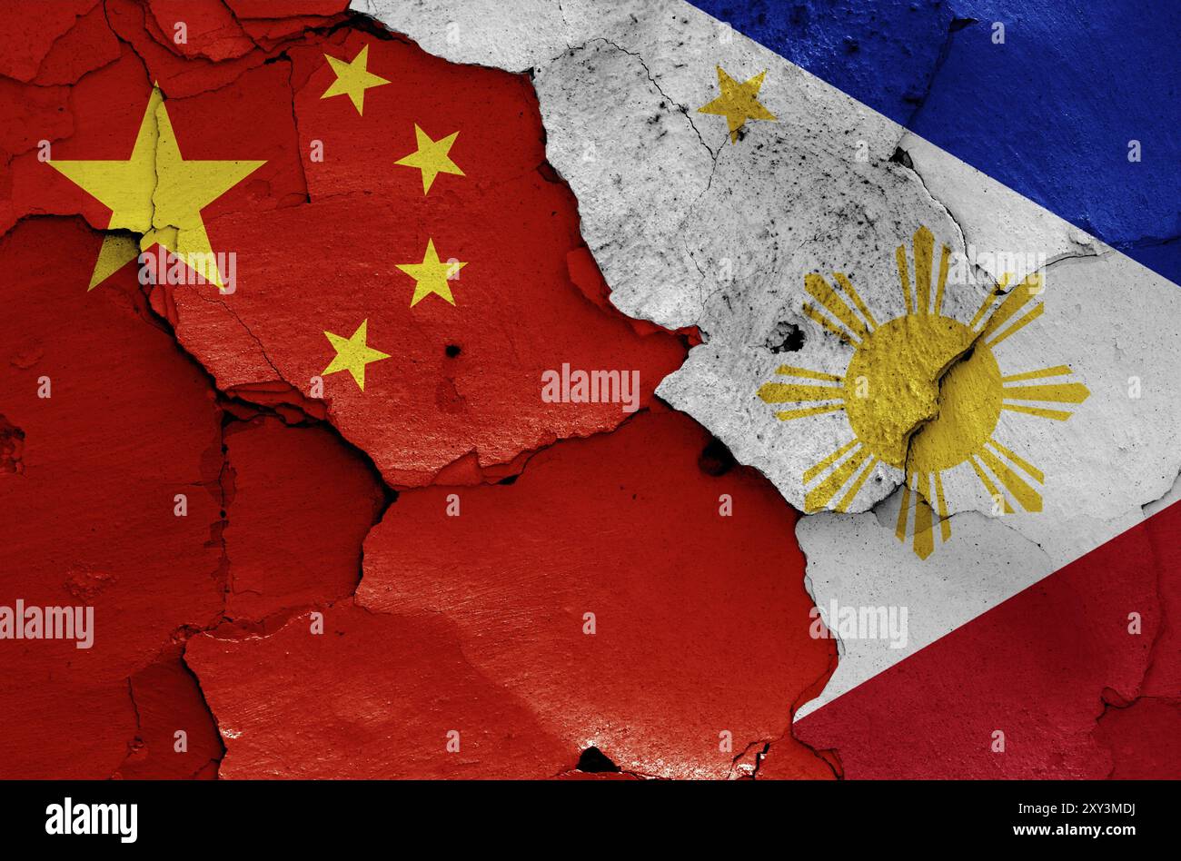 Flags of China and Philippines painted on cracked wall Stock Photo - Alamy