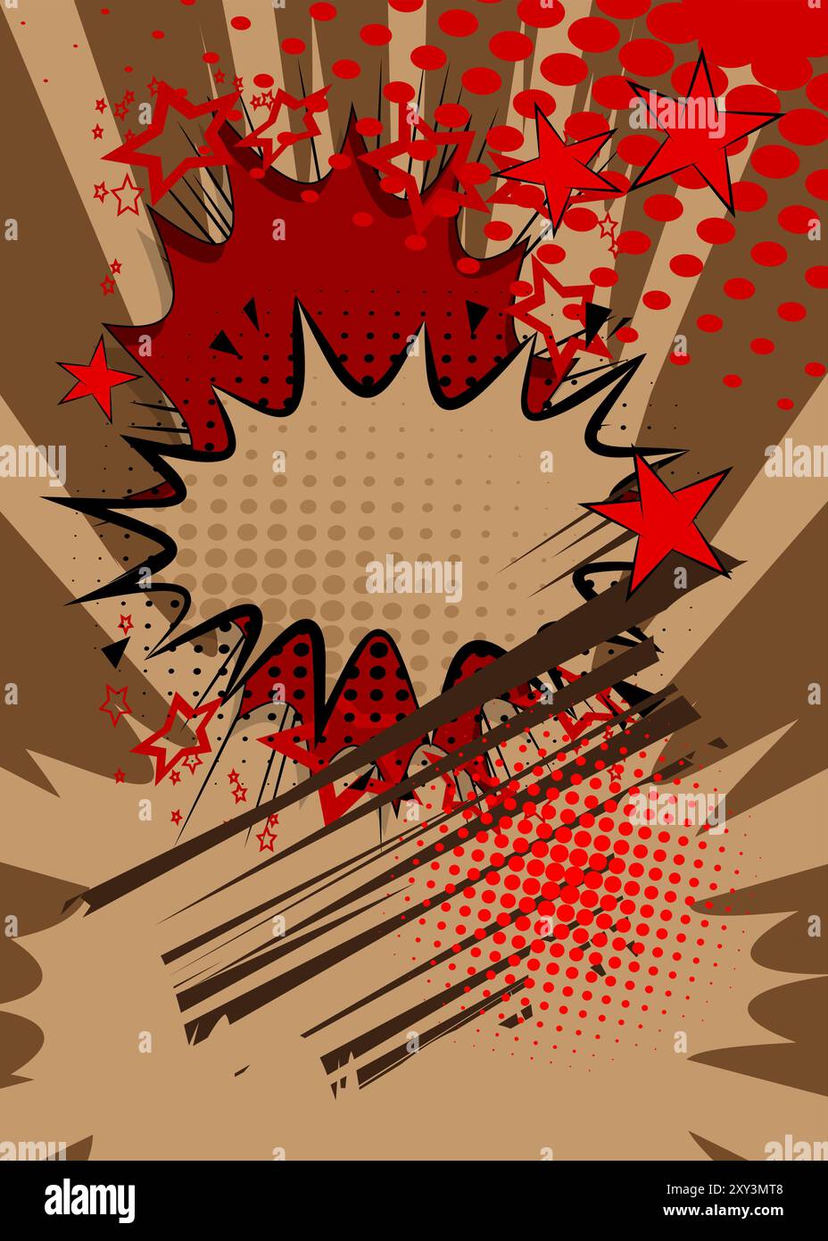Cartoon red and brown classic comic book background. Retro vector ...