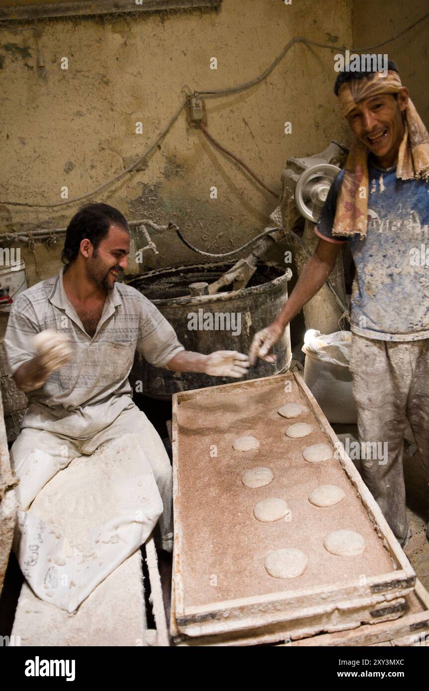 A traditional pita bakery in Islamic Cairo, Cairo, Egypt Stock Photo ...