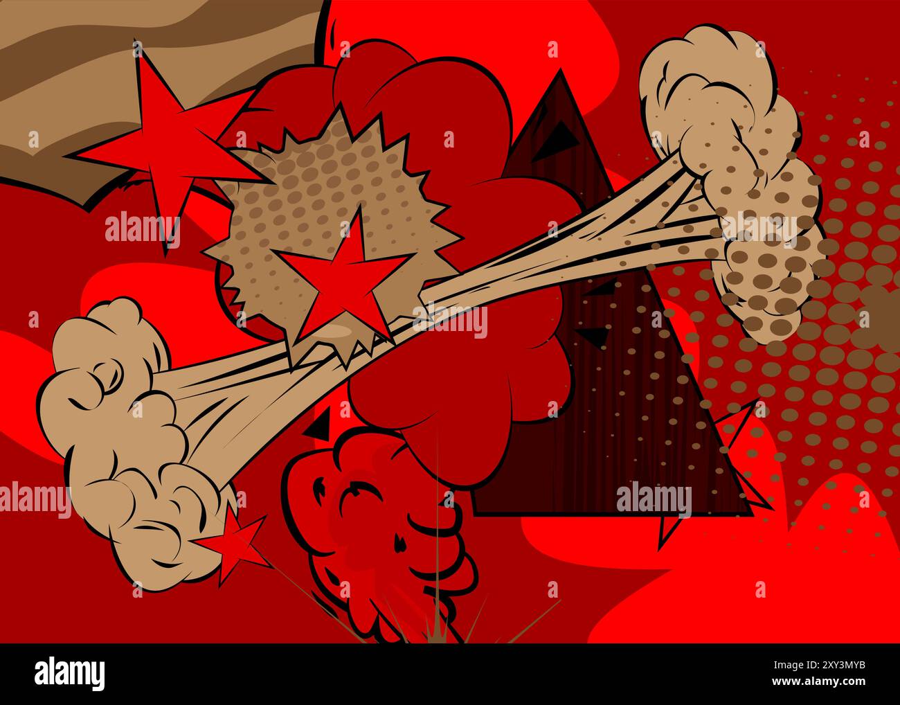 Cartoon red and brown classic comic book background. Retro vector ...