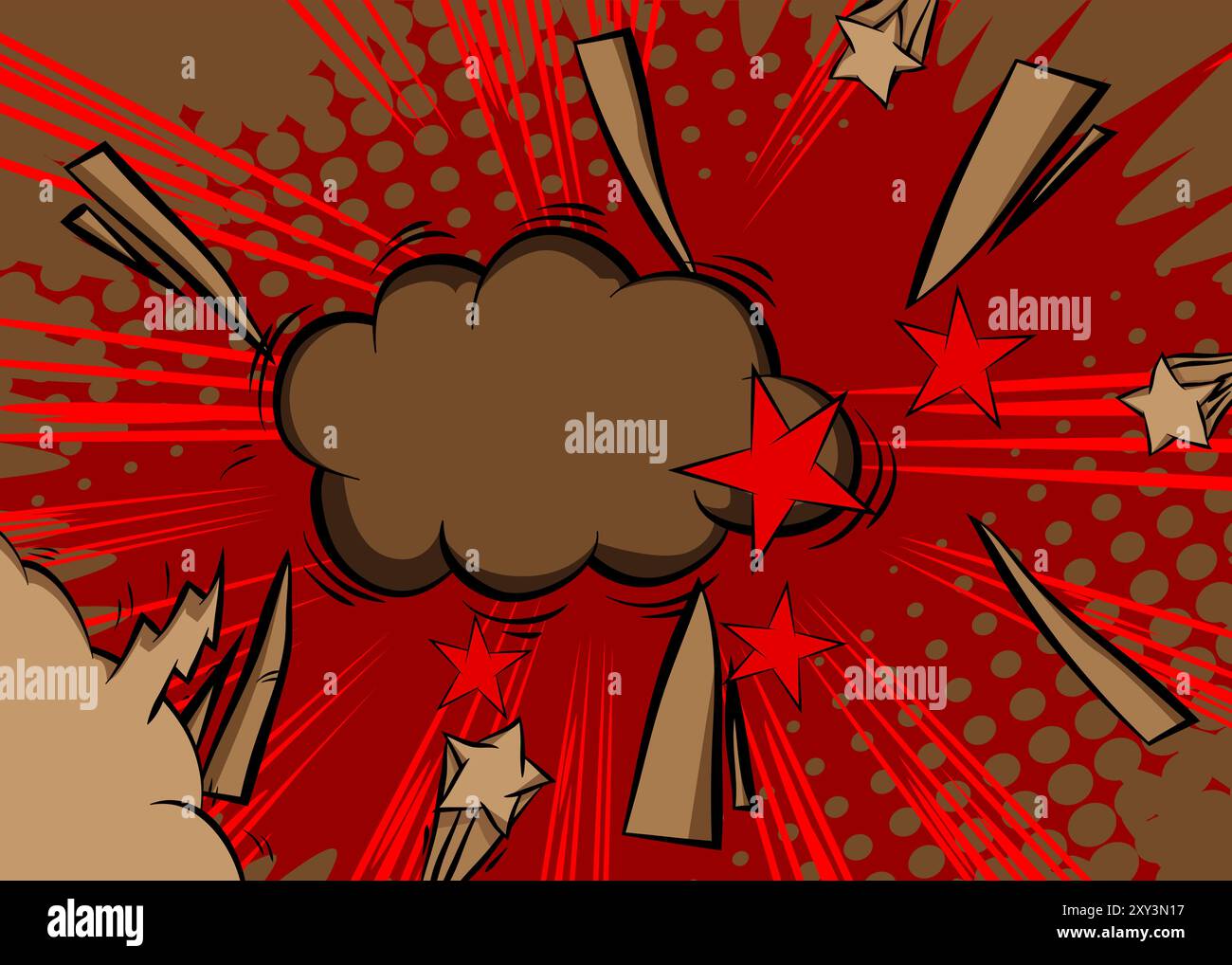 Cartoon red and brown classic comic book background. Retro vector ...