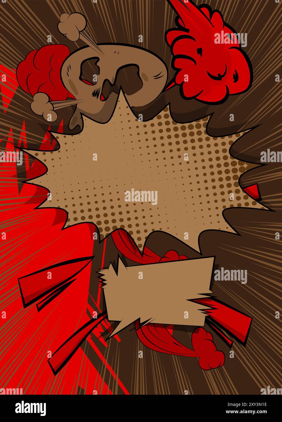 Cartoon red and brown classic comic book background. Retro vector ...