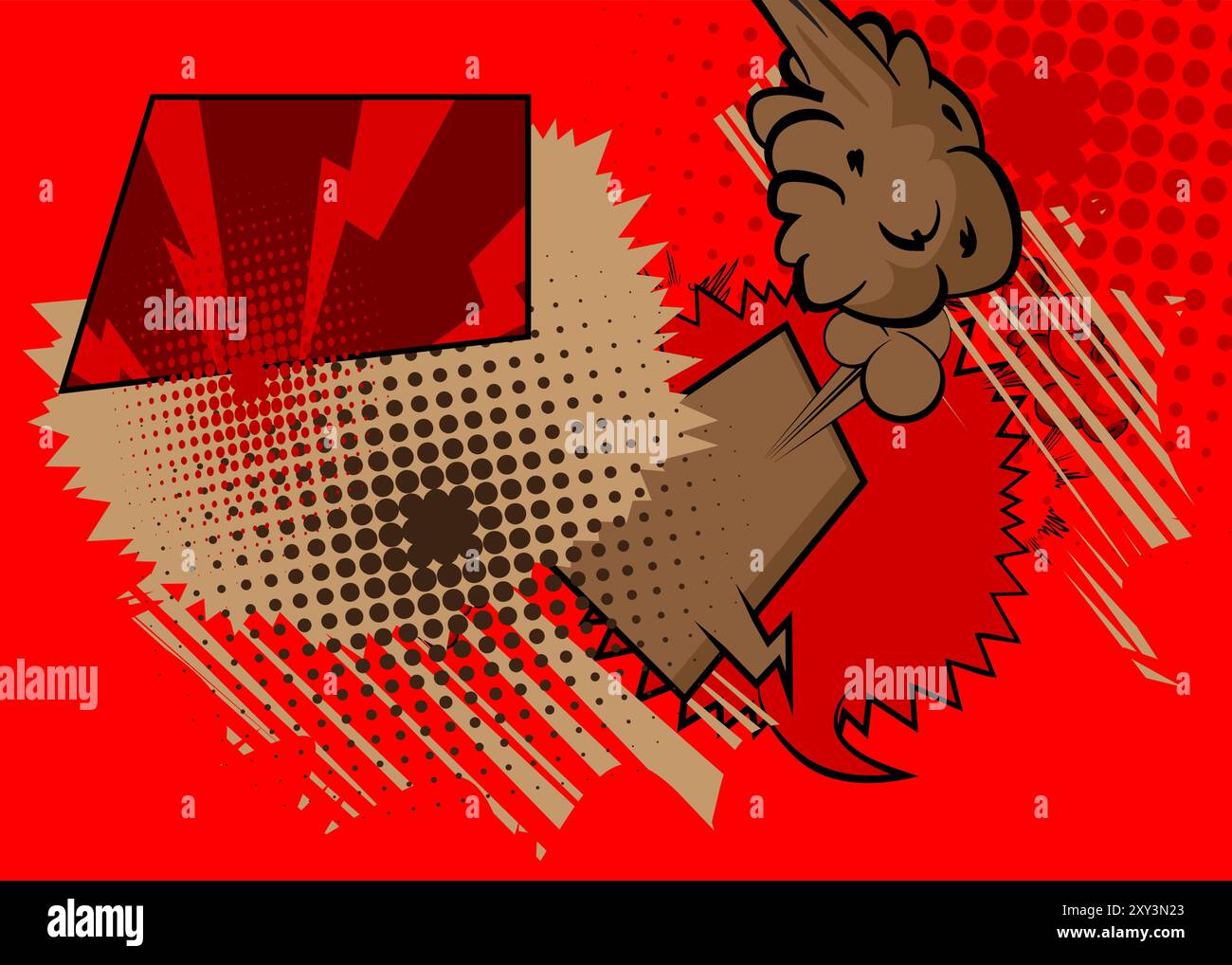 Cartoon red and brown classic comic book background. Retro vector ...