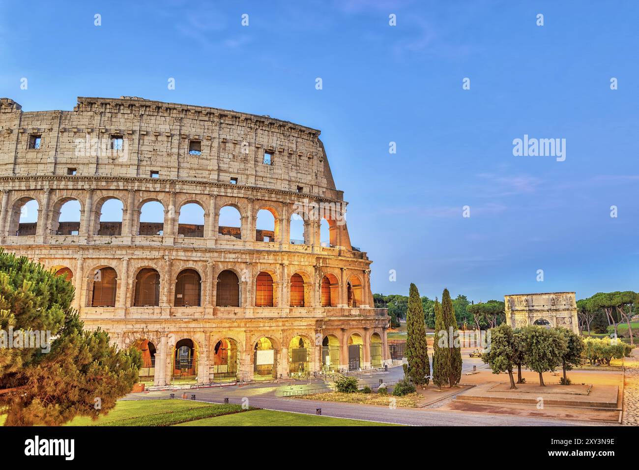 Rome sunrise city skyline at Rome Colosseum (Roma Coliseum), Rome ...