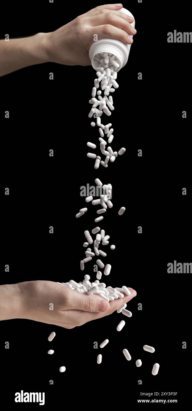 Human hand spill medicine healthcare vitamin pill Stock Photo - Alamy