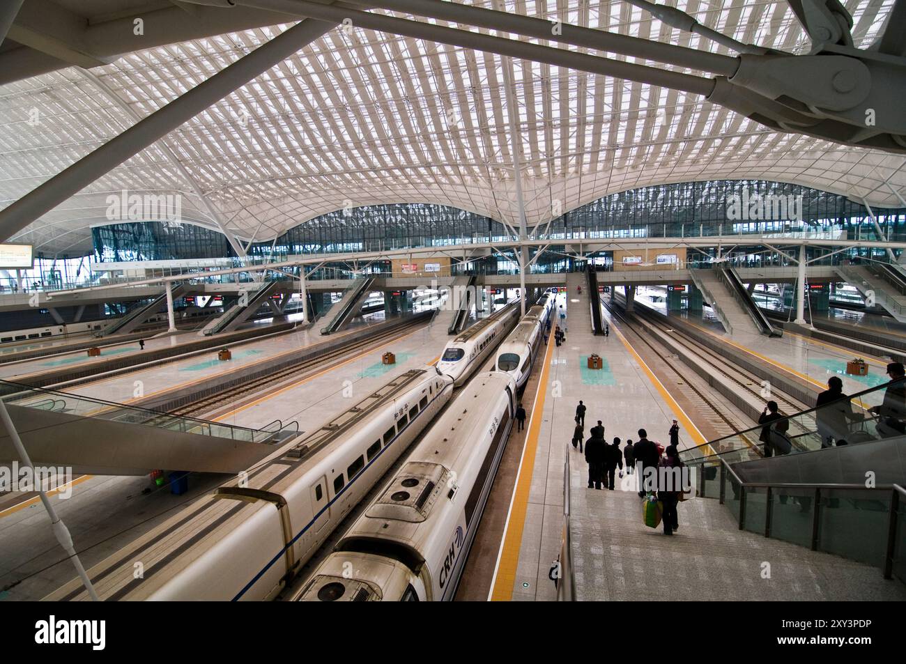 Bullet trains at the Wuhan railway station, Hubei province, China Stock ...