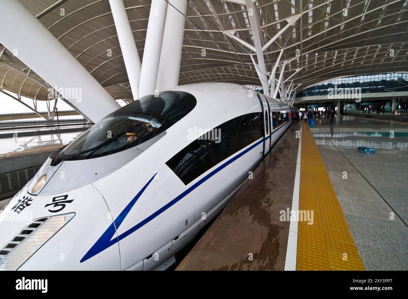 Bullet trains at the Wuhan railway station, Hubei province, China Stock ...