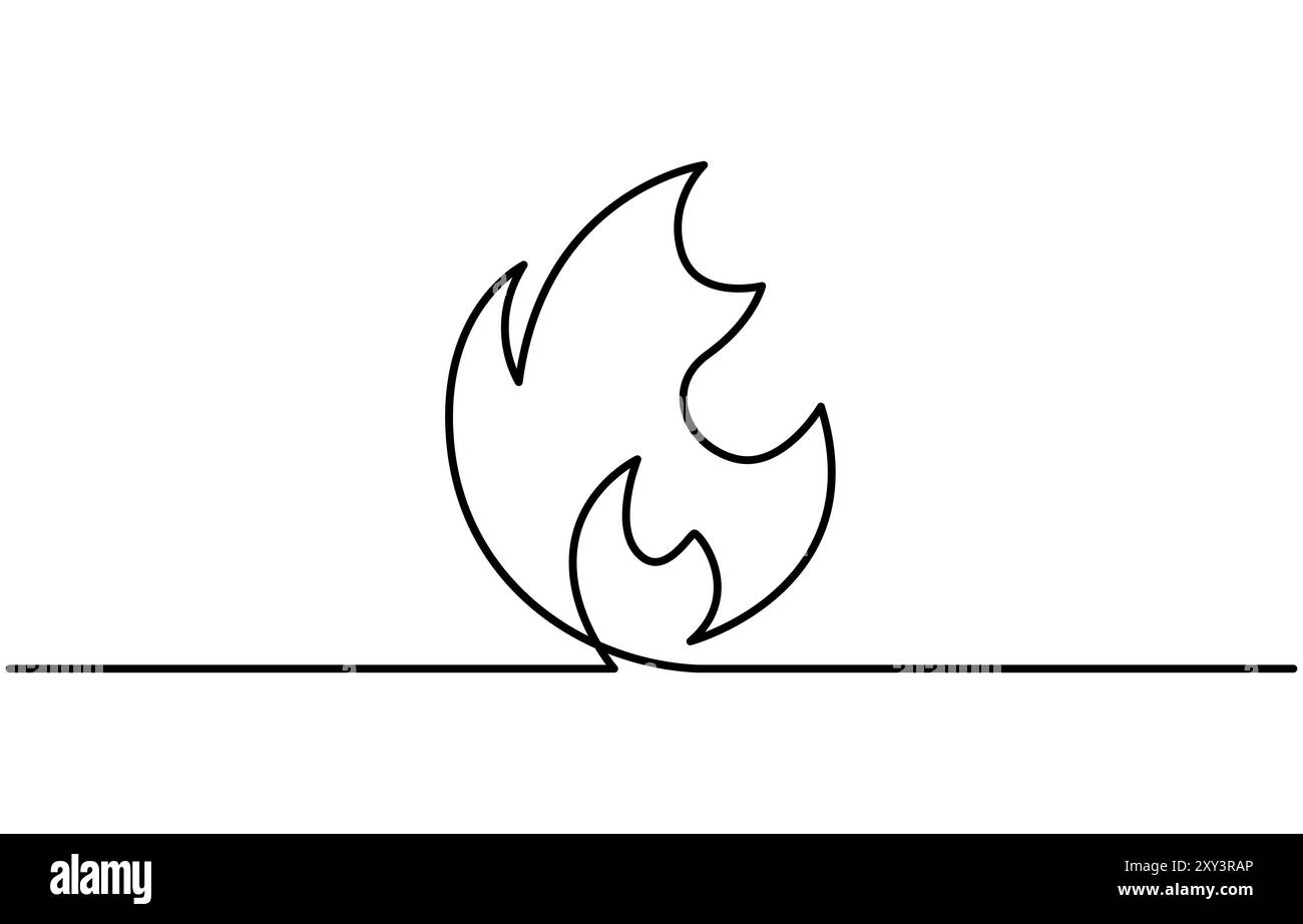 Continuous editable drawing of fire icon. Flame symbol in one line ...
