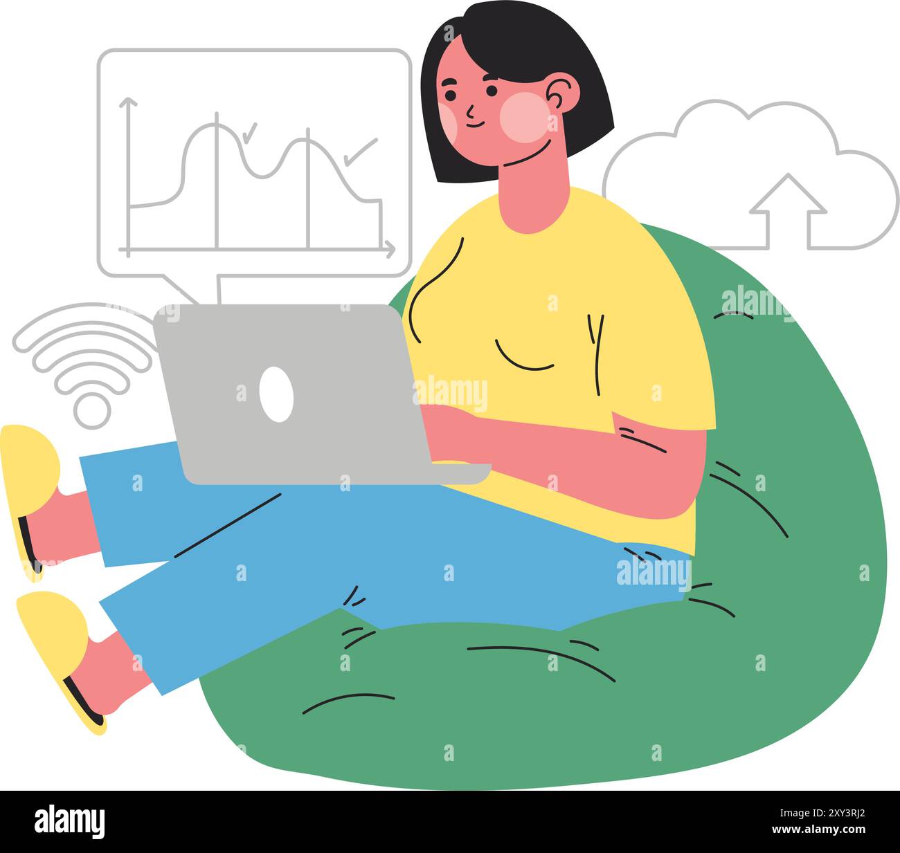 Female freelancer working remotely Stock Vector Images - Alamy