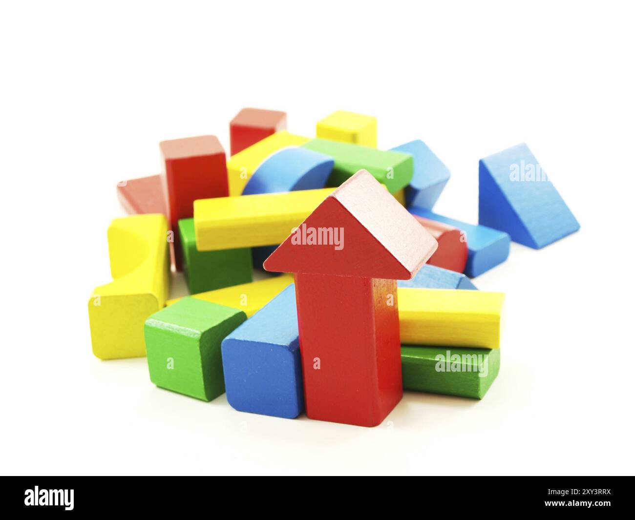 Pile of colorful wooden bricks, isolated towards white Stock Photo - Alamy