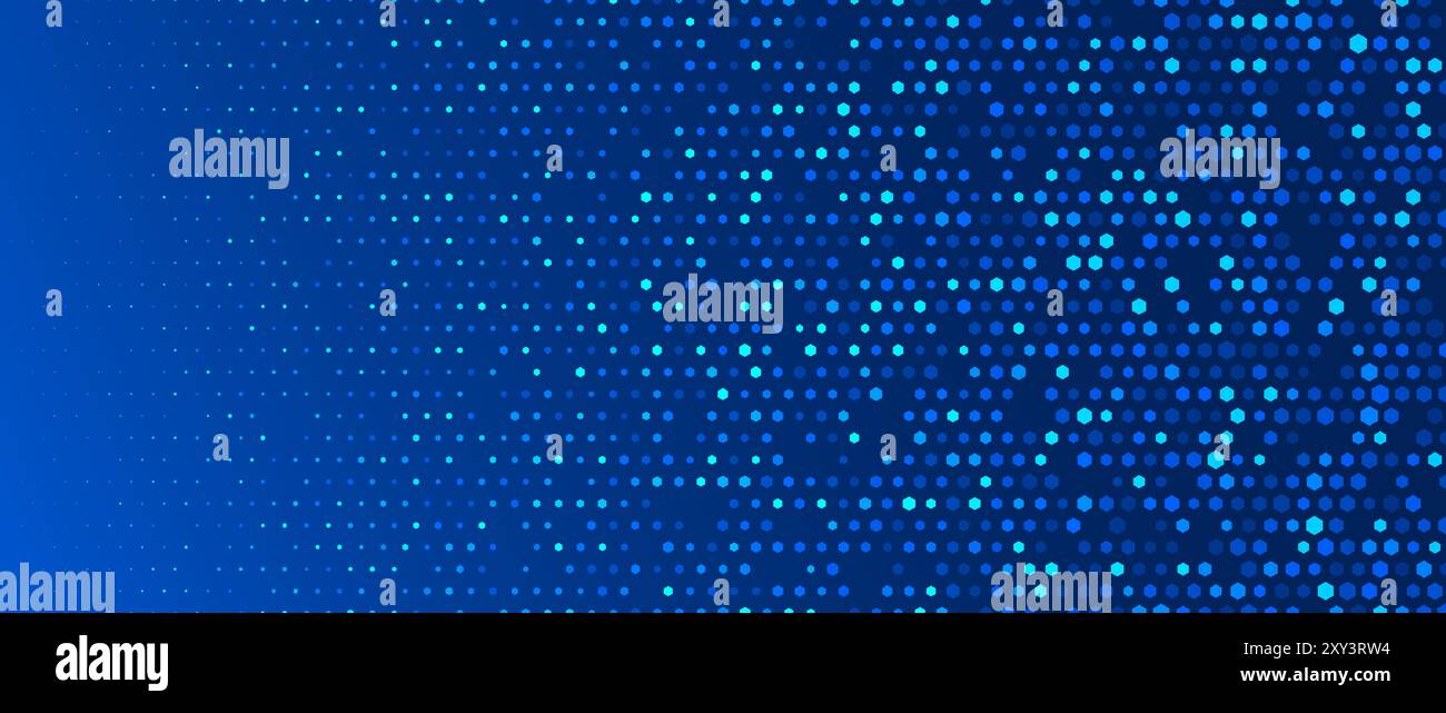 Blue glowing hexagon texture. Abstract hexagonal grid gradient ...