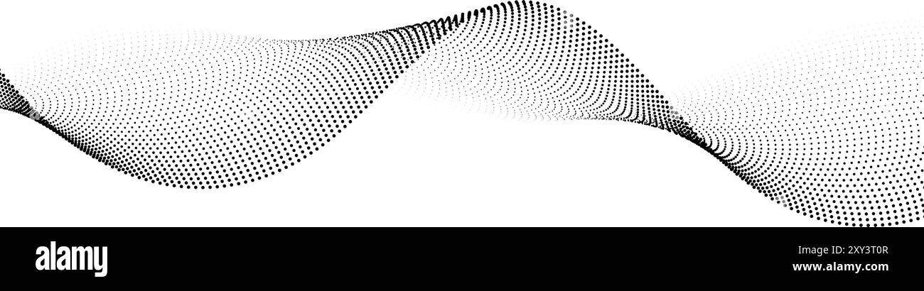 Dotted wave line background. Black halftone undulate pattern. Curved ...