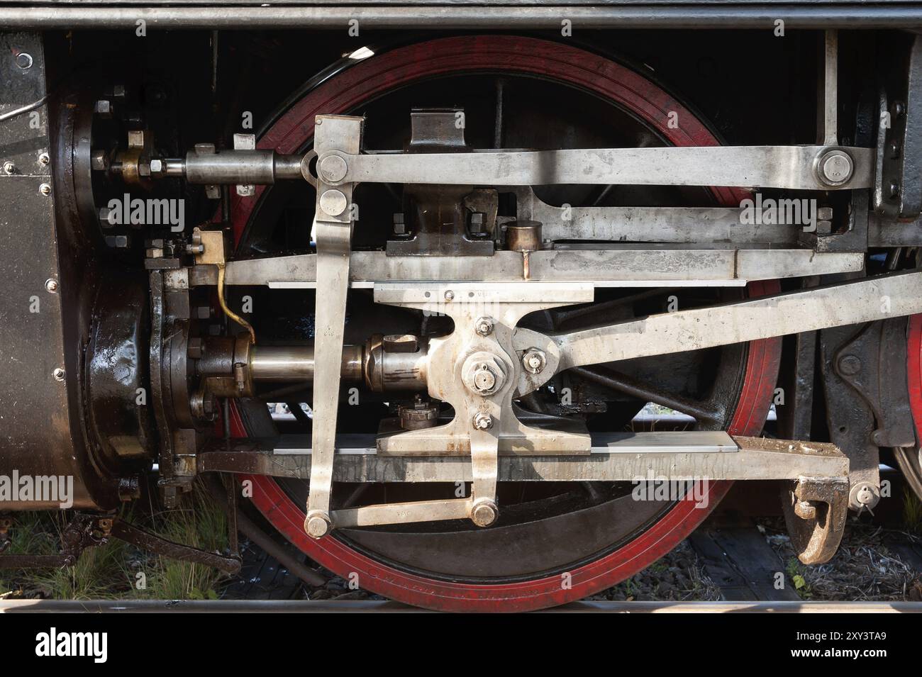 Wheel and mechanism detail of an old vintage steam locomotive. Wheel ...
