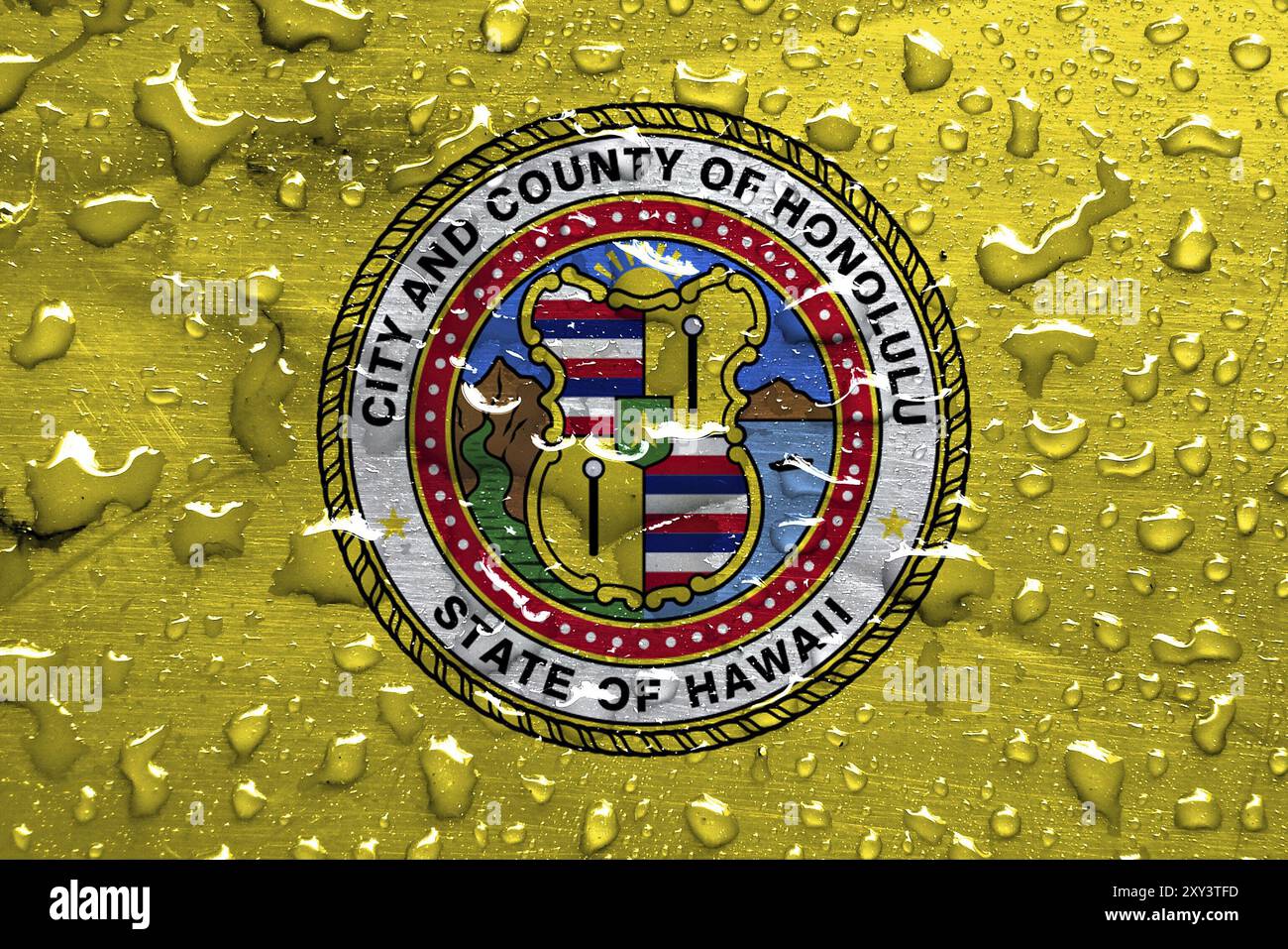 Flag of Honolulu with rain drops Stock Photo - Alamy