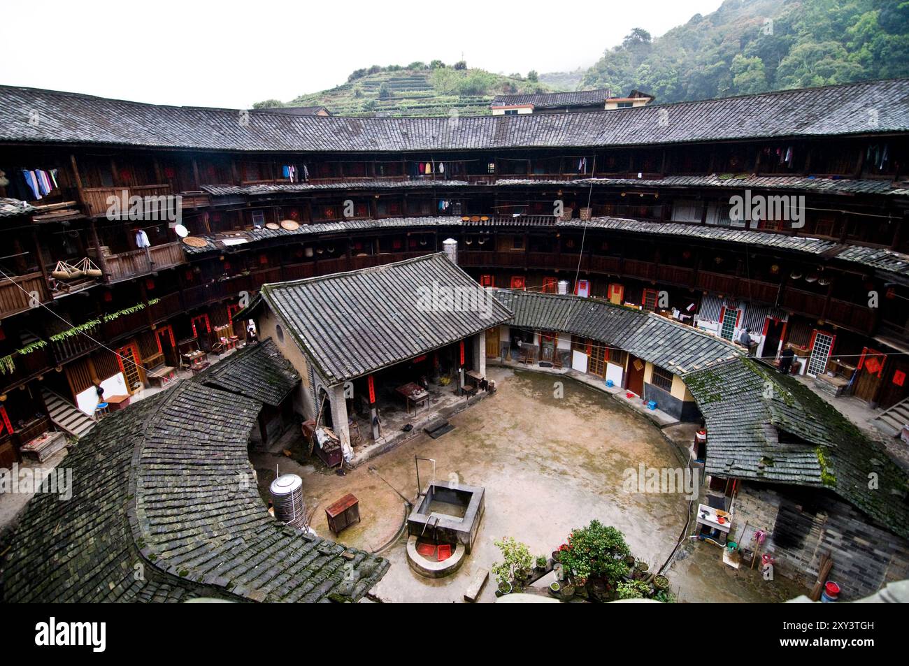 The big Tulou buildings in the Yongding region of Nanjing county in ...