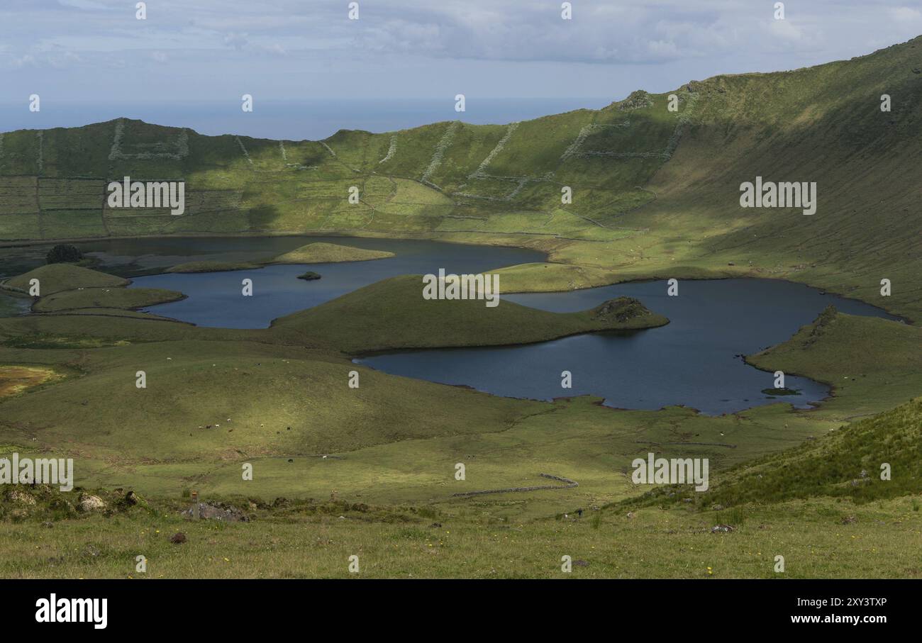 Caldera, volcano, corvo island, azores Stock Photo - Alamy