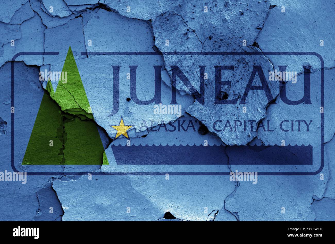 Flag of Juneau painted on cracked wall Stock Photo - Alamy