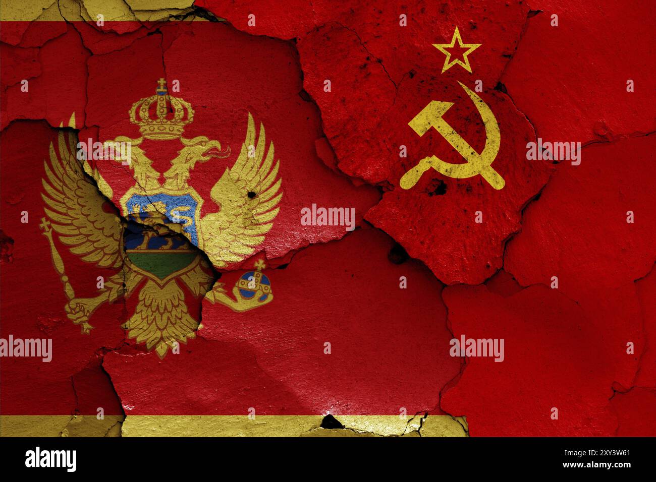 Flags of Montenegro and Soviet Union Stock Photo - Alamy