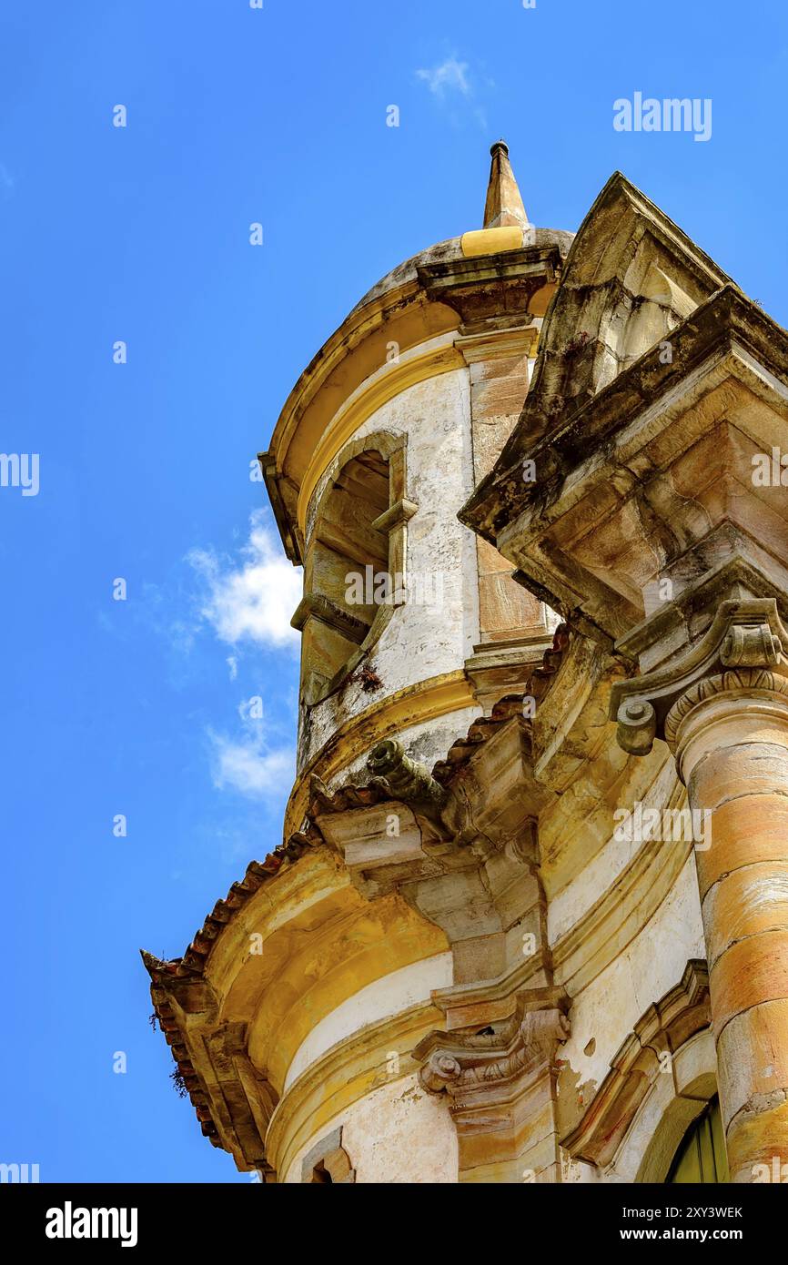 Ancient bell church tower with colonial architecture in the historic ...