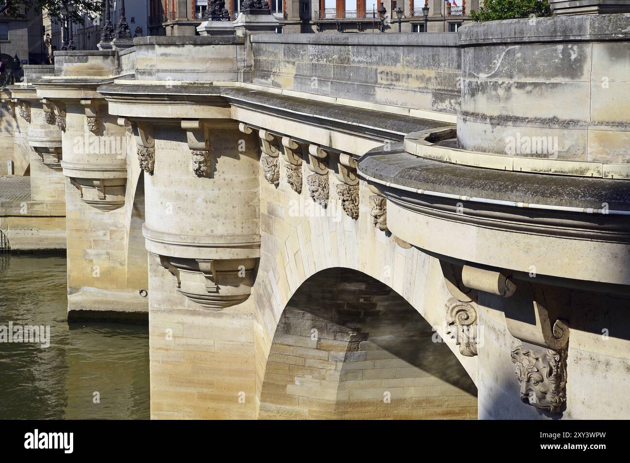 Pont Neuf, the oldest bridge, fragment, masks, Seine Stock Photo - Alamy