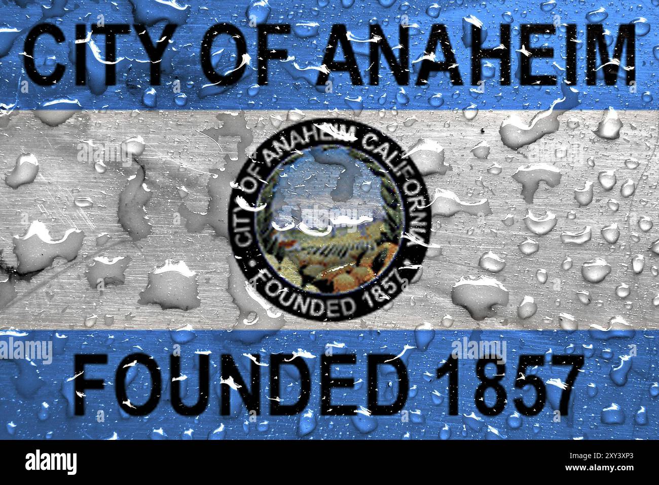 Flag of Anaheim with rain drops Stock Photo - Alamy