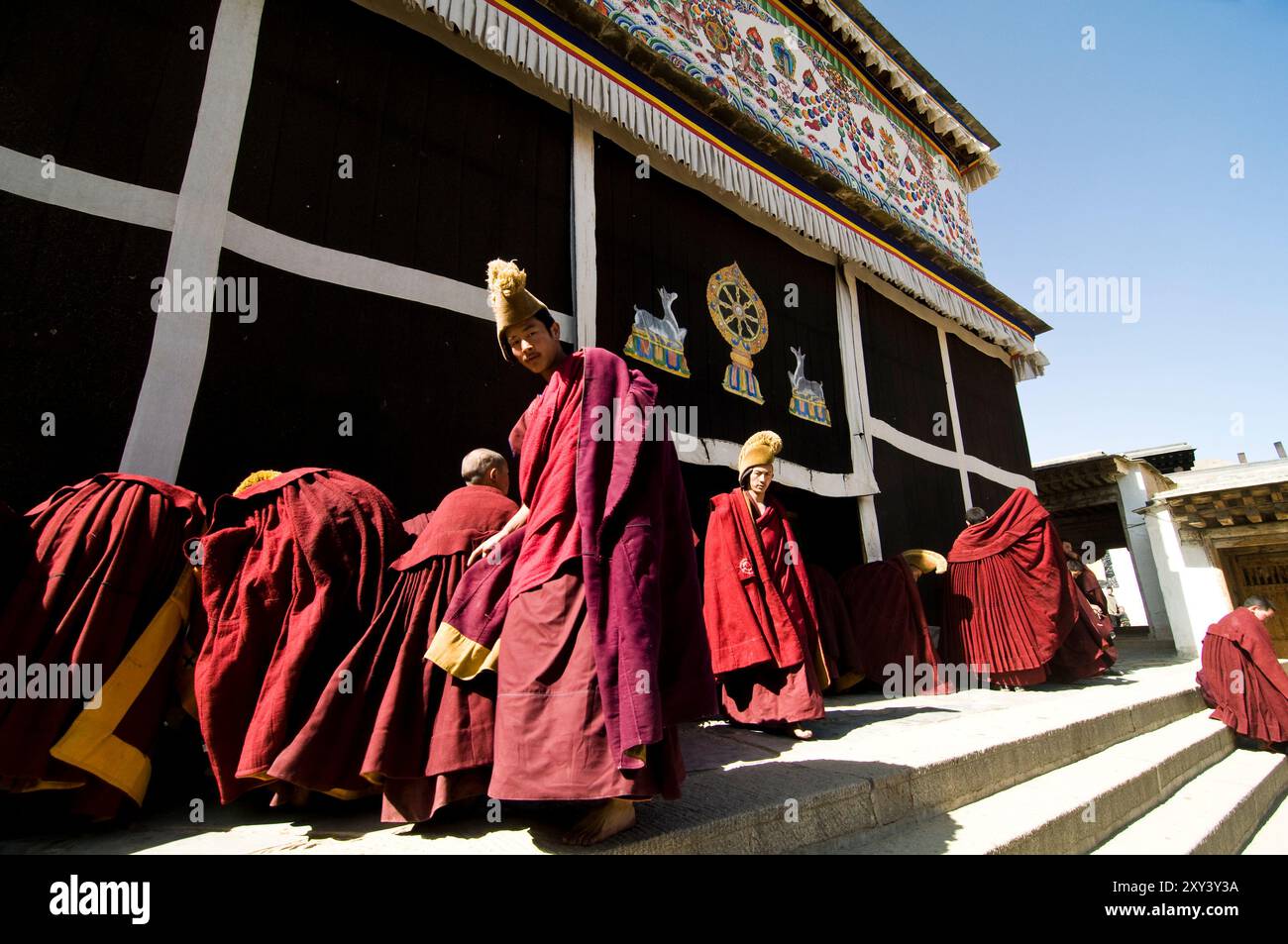 Tibetan Buddhist monks at a ceremony at the Labrang monastery in Xiahe ...