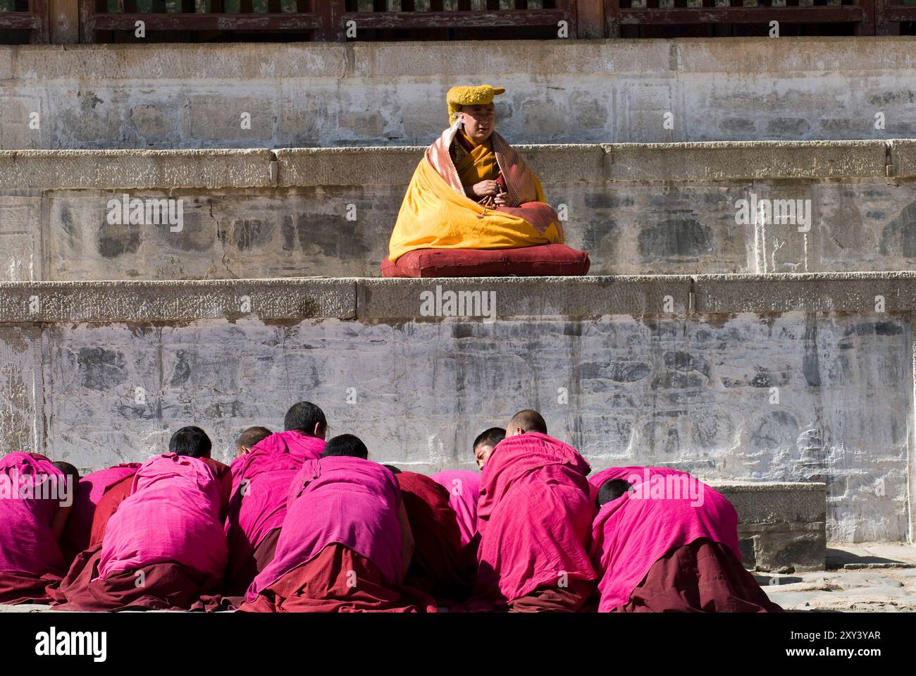 Tibetan Buddhist monks at a ceremony at the Labrang monastery in Xiahe ...
