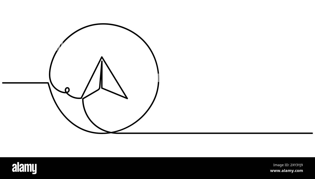 One continuous single line of compass for navigation isolated on white ...
