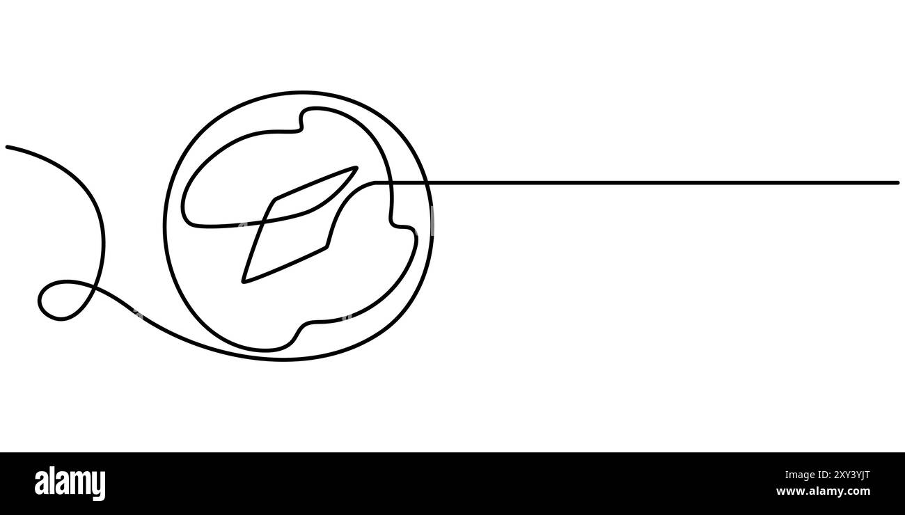 One continuous single line of compass for navigation isolated on white ...