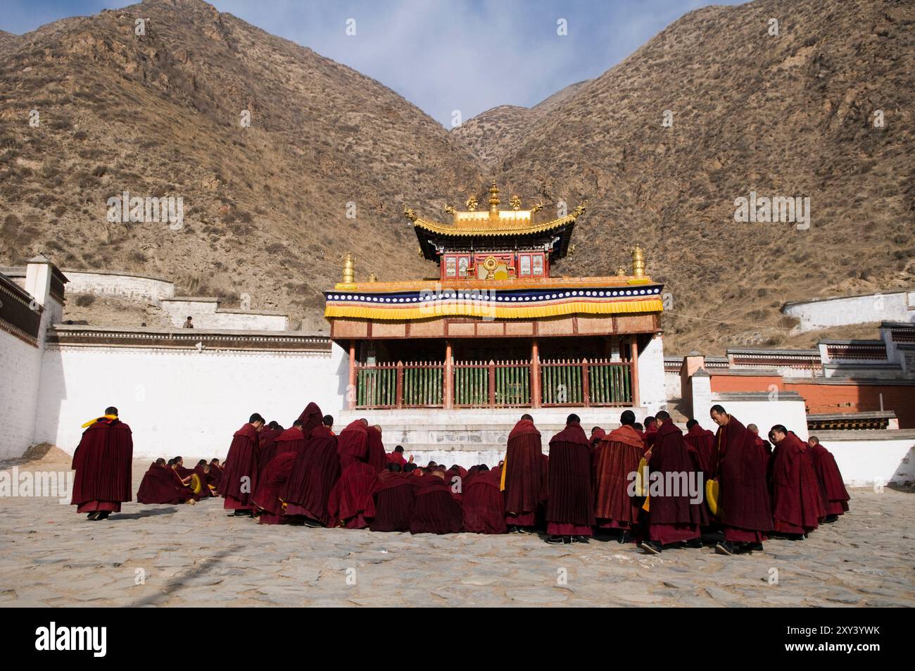 Tibetan Buddhist monks at a ceremony at the Labrang monastery in Xiahe ...