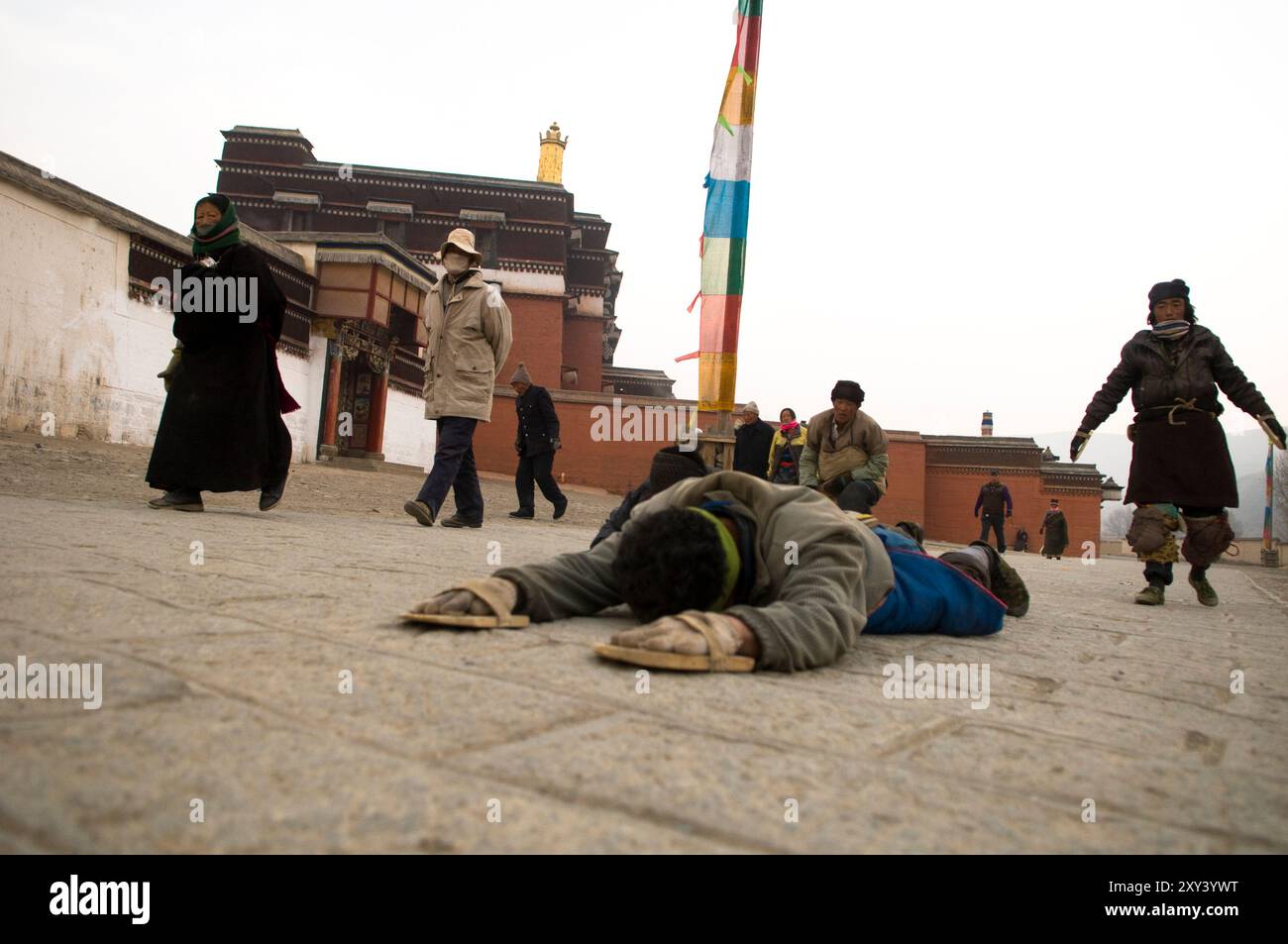 Tibetan pilgrims visiting Labrang monastery on an annual pilgrimage ...