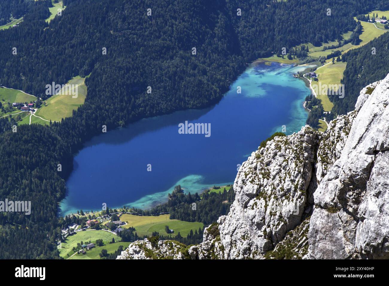 Lake Hintersteiner See on the Wilder Kaiser, Tyrol, Austria, seen from ...