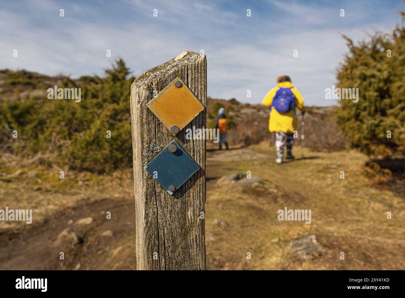 Color markings showing where a walking path goes Stock Photo - Alamy