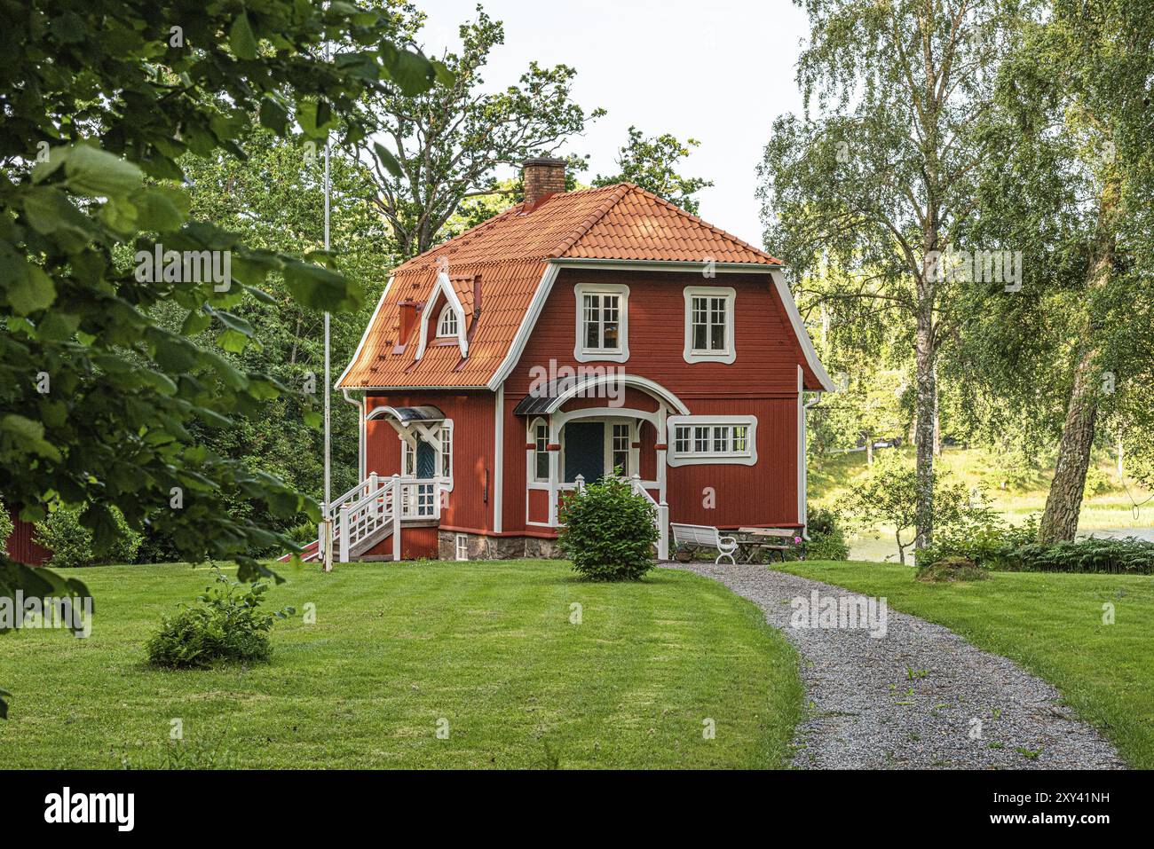 Traditional swedish red and white house Stock Photo - Alamy