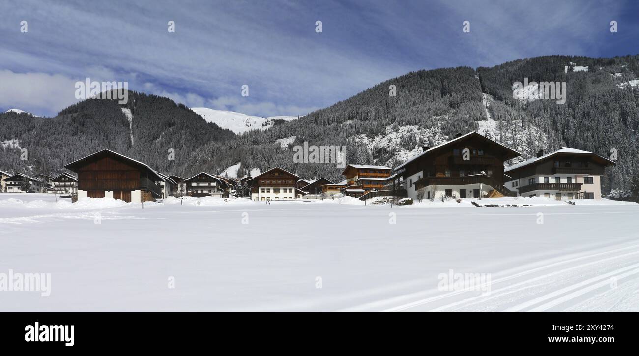 Panorama Obertilliach village trail Stock Photo - Alamy