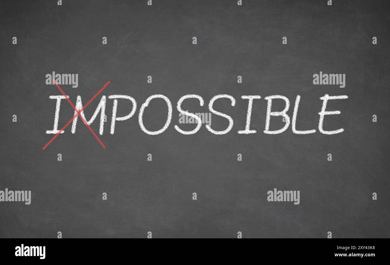 Making possible the impossible. Positive attitude concept. Chalkboard ...
