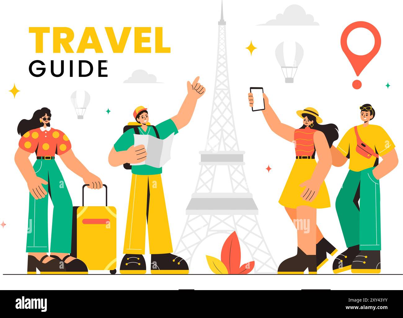 Travel Guide and Tour Vector Illustration Showing Interesting Places to ...