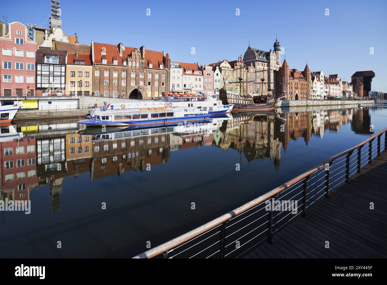 Gdansk in Poland, city skyline, Old Town historic architecture, mirror ...