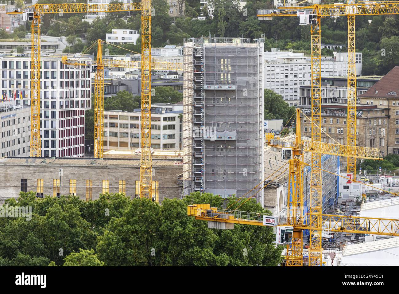 Construction site with crane for the Stuttgart 21 project, a new main ...
