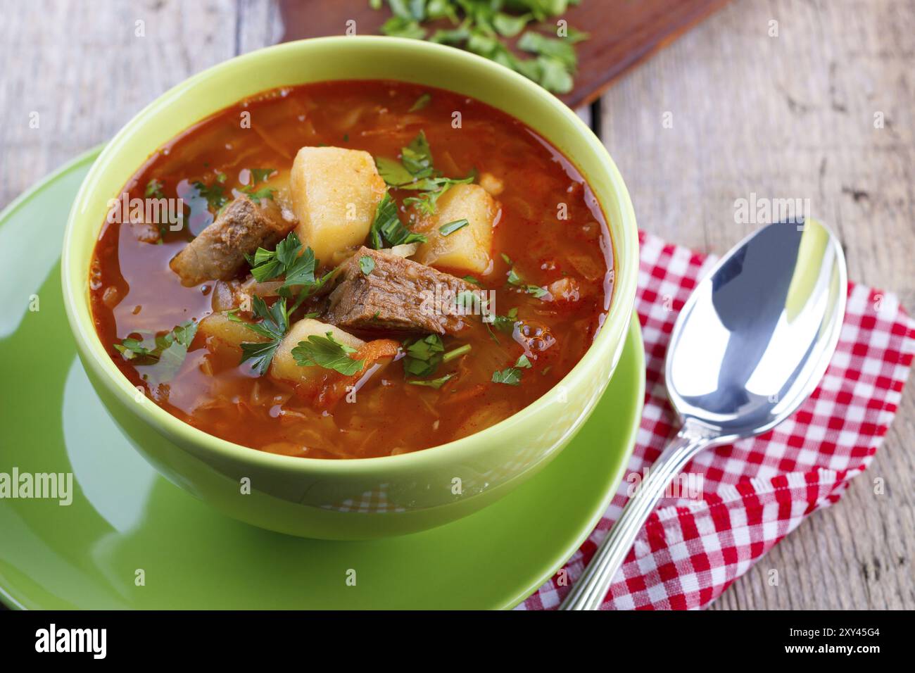 Traditional ukrainian cabbage soup called borsch Stock Photo - Alamy
