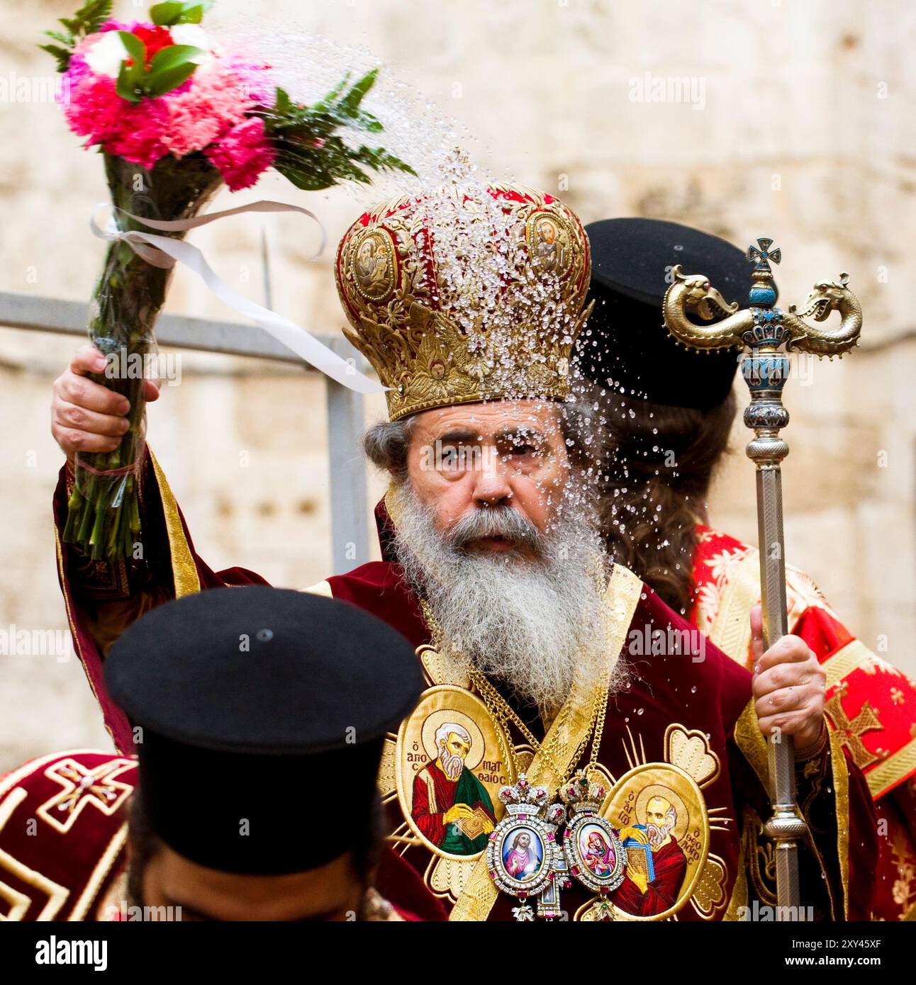 Portrait of the Greek Orthodox Patriarch of Jerusalem Theophilos taken ...