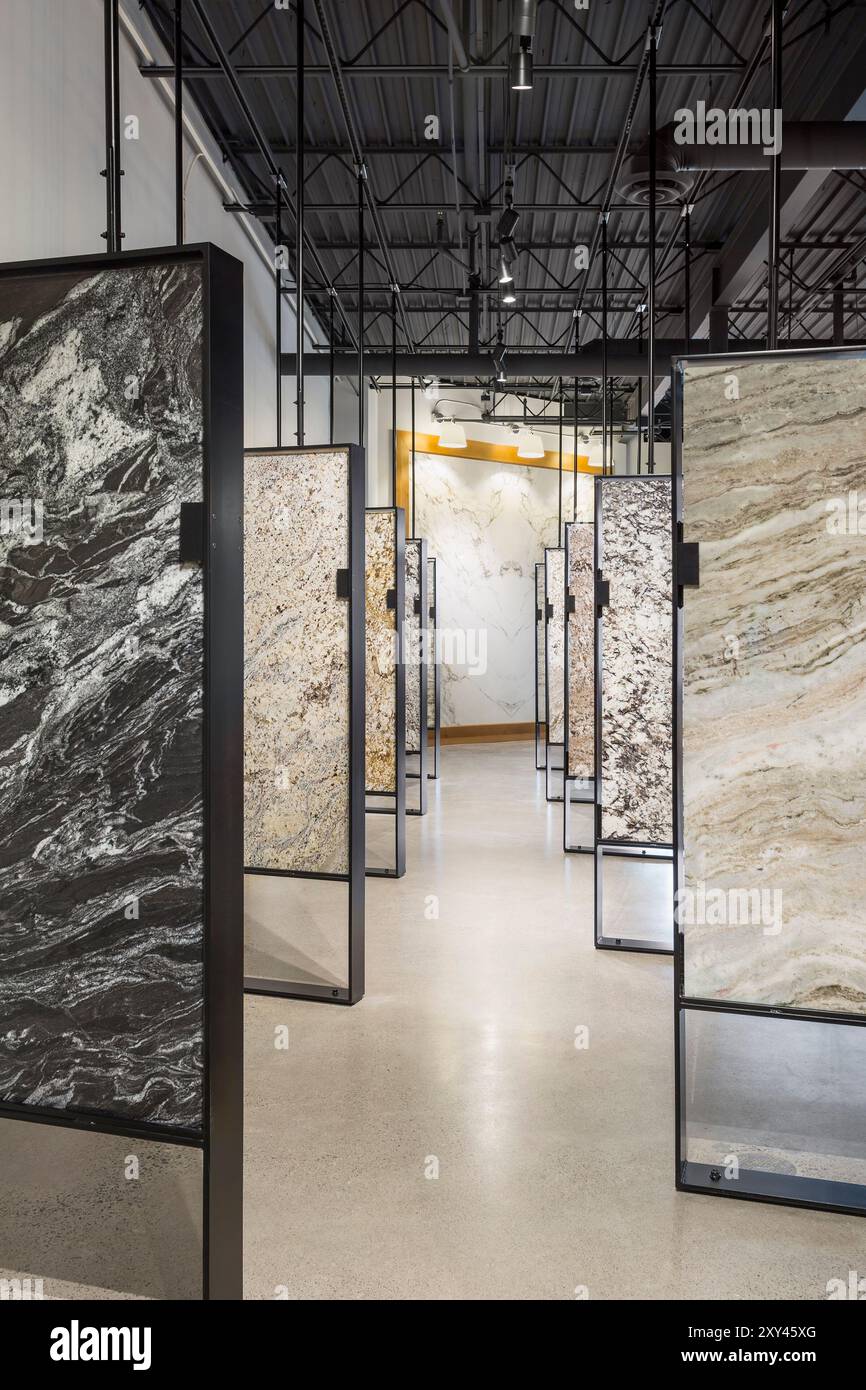 Large slabs of marble on display in wrought iron frames hi-res stock ...