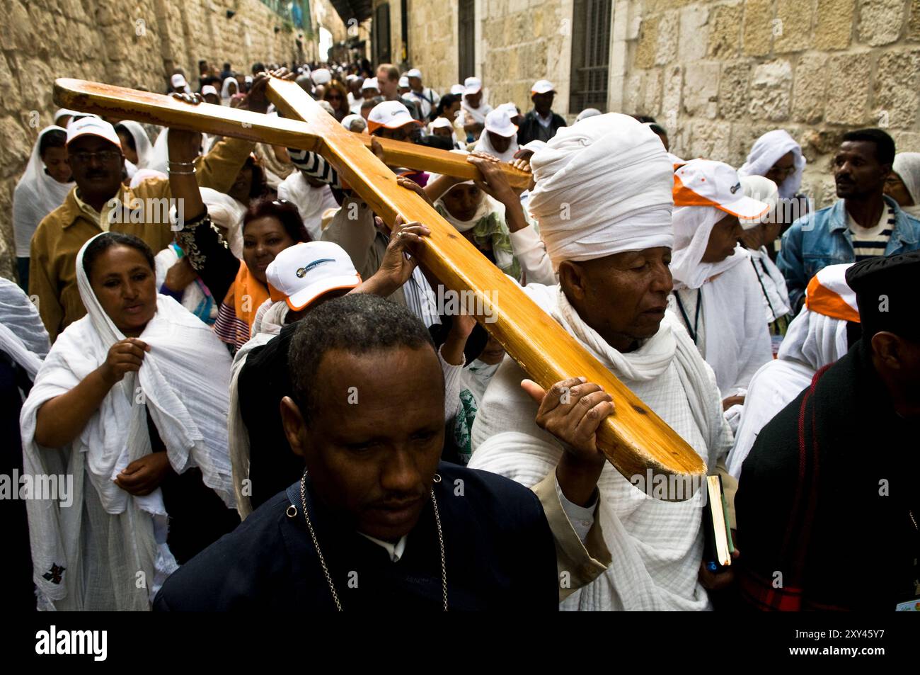 Good Friday procession in the Via dolorosa in the old city of Jerusalem ...
