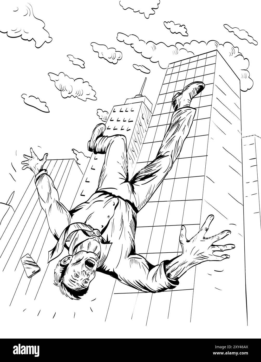 Drawing sketch style illustration of a male office worker or ...