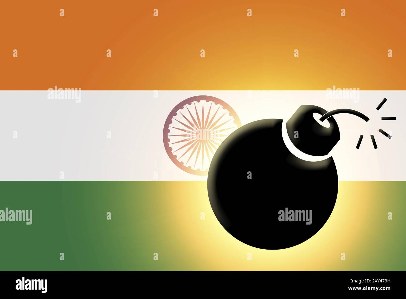 The Indian flag and bomb illustration. Closeup Stock Photo - Alamy