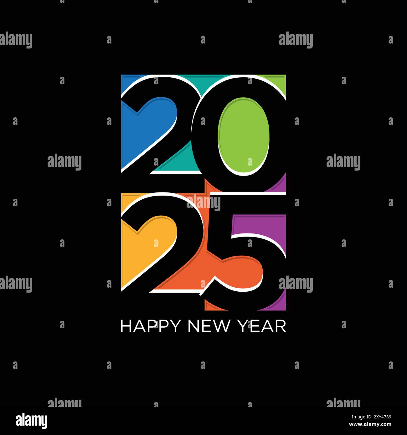 Number and letter Happy New Year 2025 element design. Vector ...
