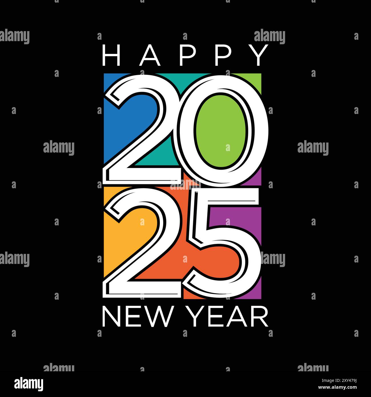 Number and letter Happy New Year 2025 element design. Vector ...