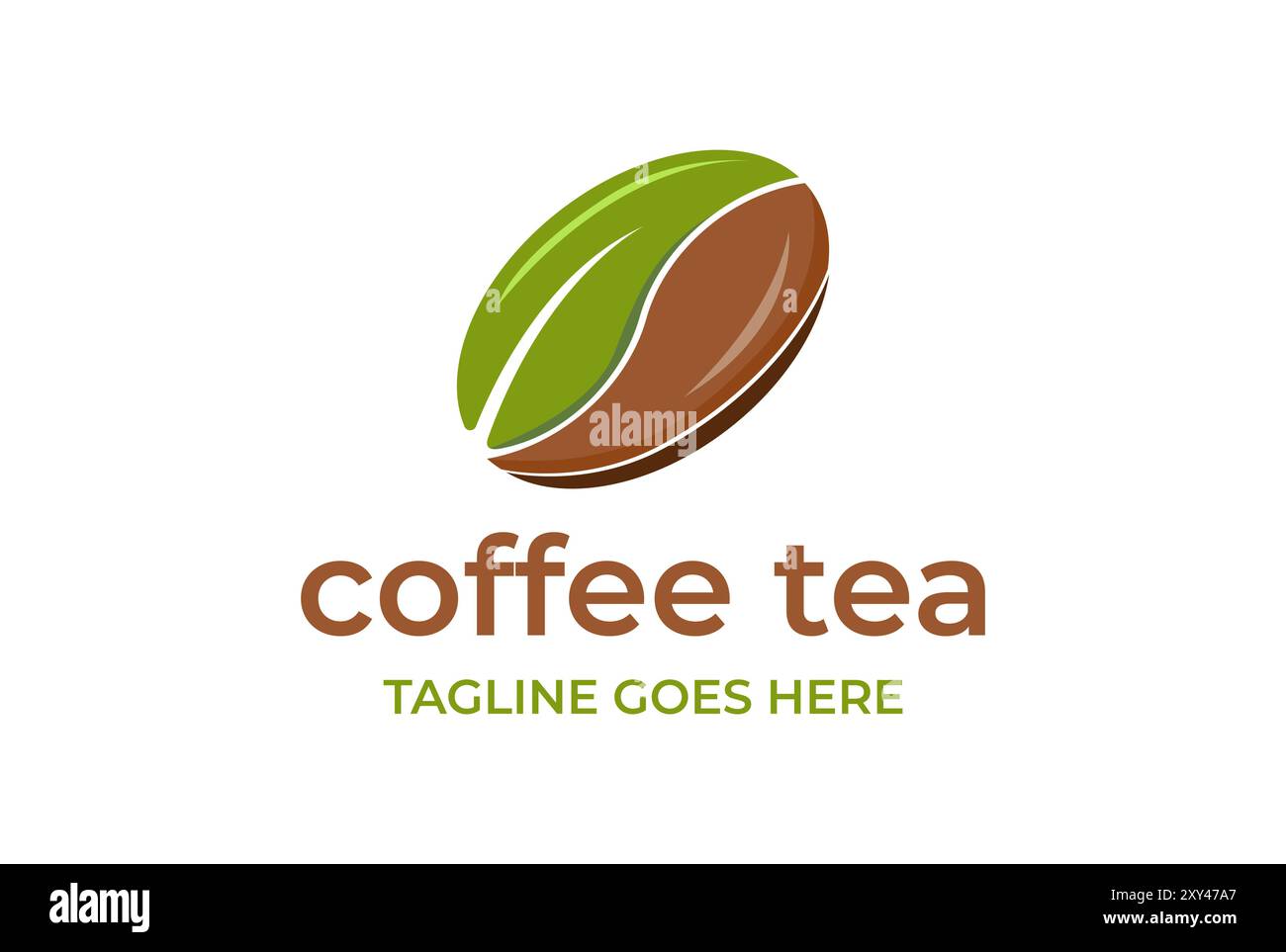 Coffee Bean with Mint Tea Bud Leaf for Coffee Candy Logo Design Vector ...